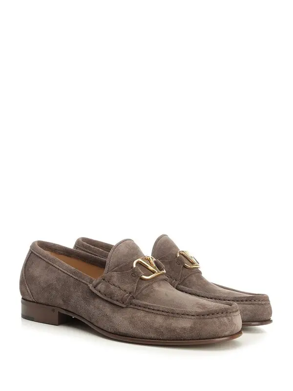 Valentino Garavani Vlogo Signature Suede Loafers - Gray