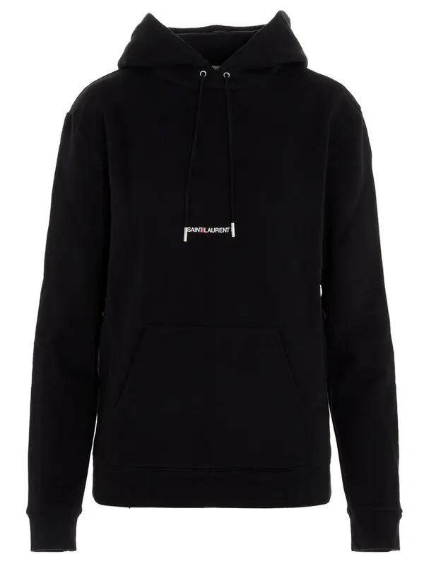 Saint Laurent Logo Print Hoodie - Black