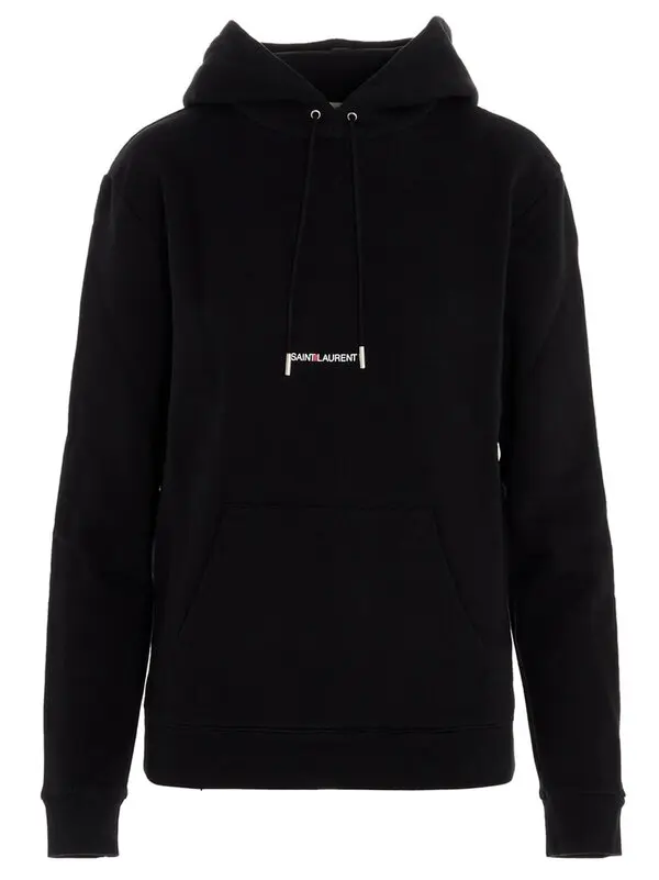 Saint Laurent Logo Print Hoodie - Black