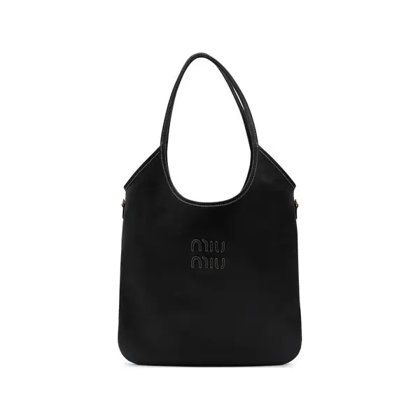 Miu Miu Calf Leather Tote Bag With Logo Patch