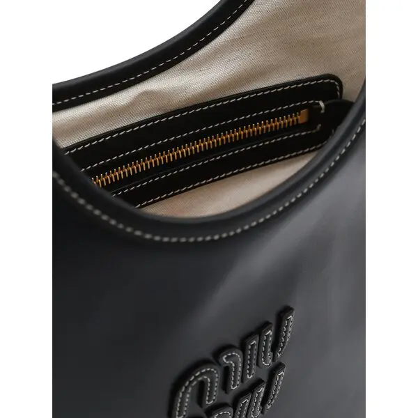 Miu Miu Calf Leather Tote Bag With Logo Patch