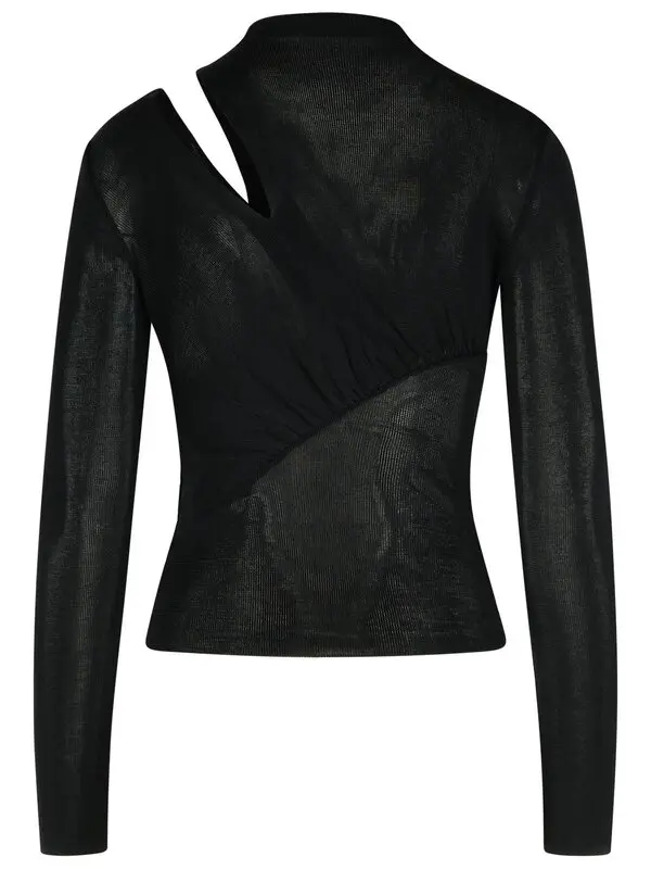 SELF-PORTRAIT Cut Out Viscose Top - Black