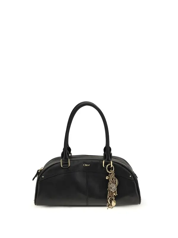Chloé Bowling Handbag In Smooth Calfskin Leather - Black