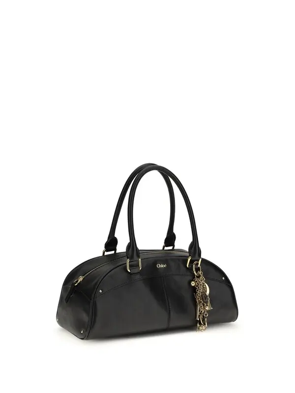 Chloé Bowling Handbag In Smooth Calfskin Leather - Black