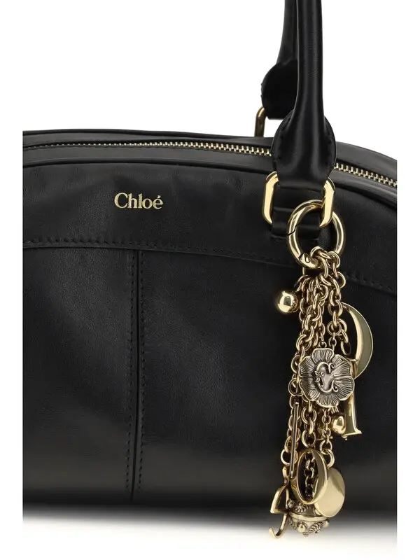 Chloé Bowling Handbag In Smooth Calfskin Leather - Black