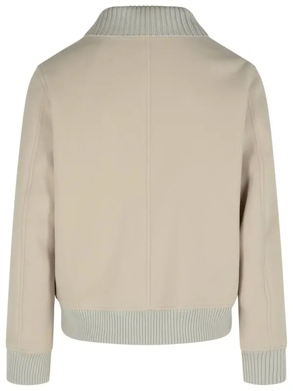 Eleventy Wool Blend Bomber Jacket - Cream