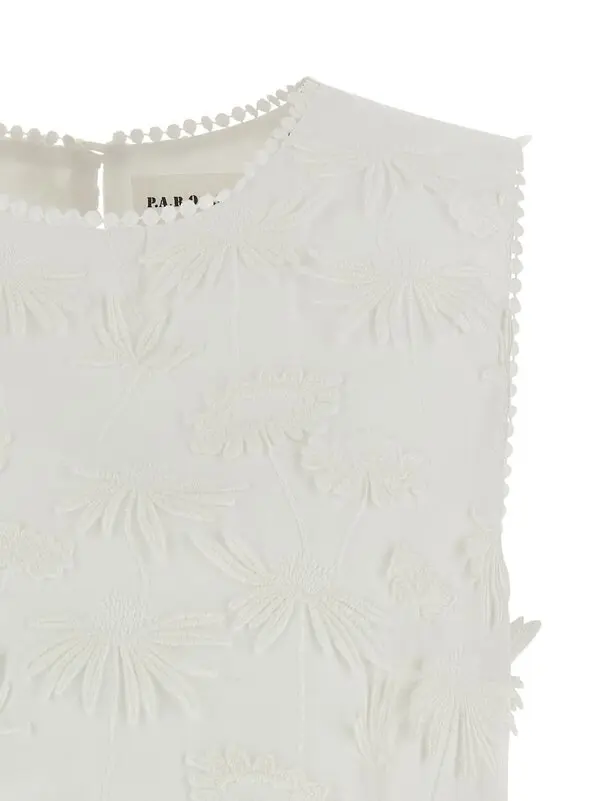 P.a.r.o.s.h Cubo26 Cotton Poplin Blouse With Floral Embroidery - White