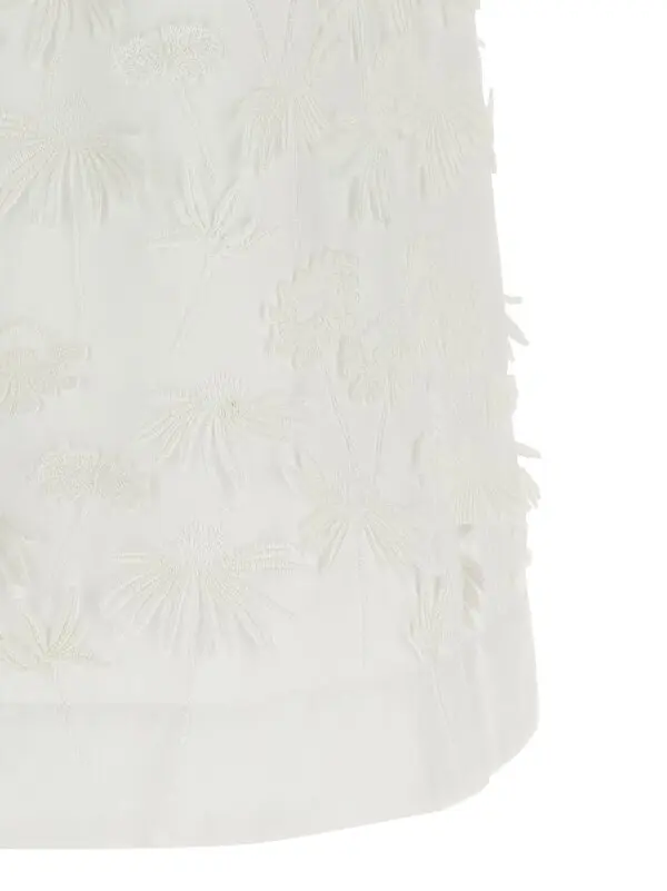 P.a.r.o.s.h Cubo26 Cotton Poplin Blouse With Floral Embroidery - White
