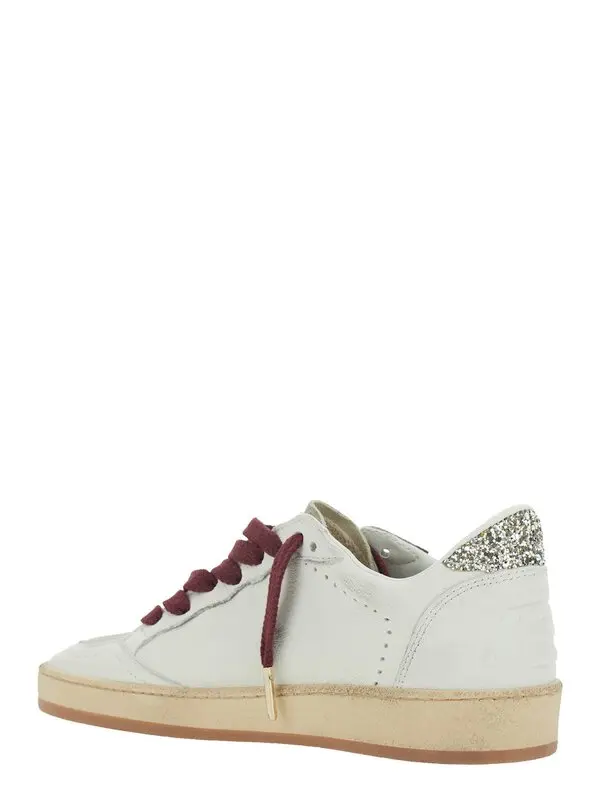 GOLDEN GOOSE Ballstar Low Top Sneaker With Glitter Star Patch And Heel Accent