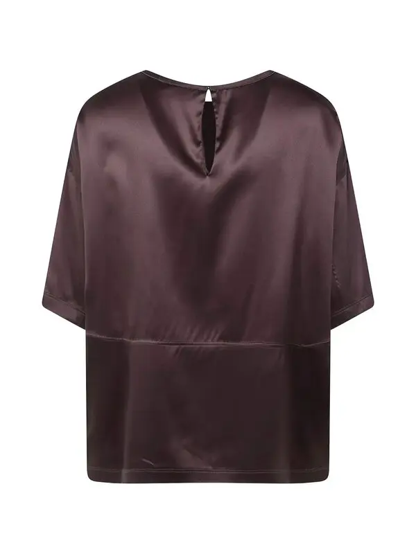 Brunello Cucinelli Short Sleeve Silk Blouse