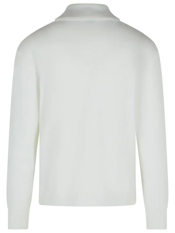 C.P. COMPANY Virgin Wool Blend Turtleneck Sweater With Lens Detail - White