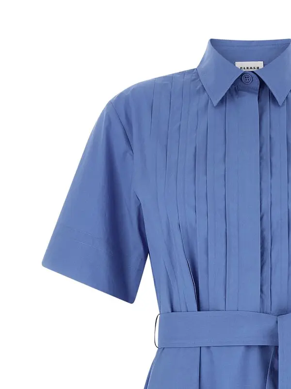 P.a.r.o.s.h Cotton Poplin Midi Dress - Blue