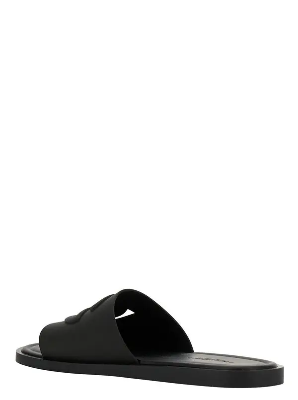 Dolce & Gabbana Rubber Slip-on Sandals With Logo Detail - Black