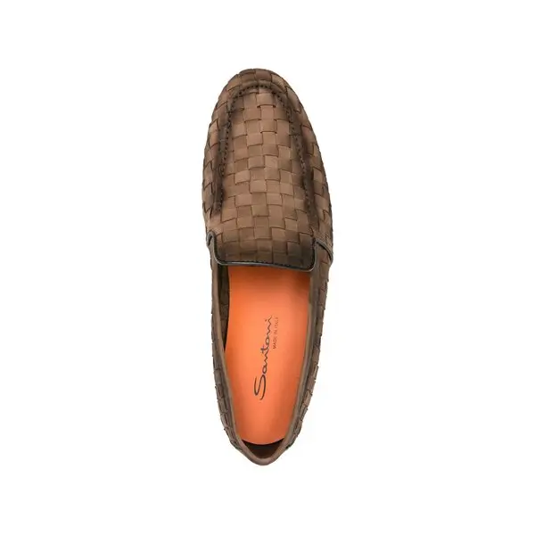 Santoni Woven Design Slip-on Loafers - Brown