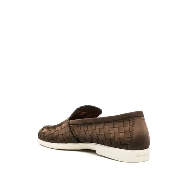 Santoni Woven Design Slip-on Loafers - Brown