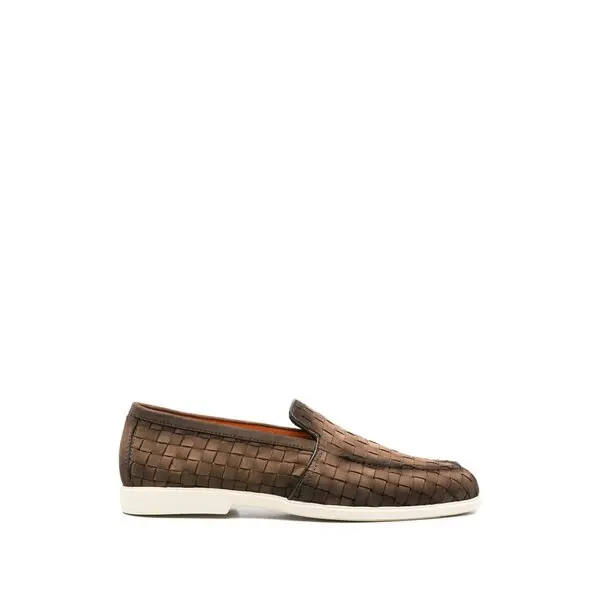 Santoni Woven Design Slip-on Loafers - Brown