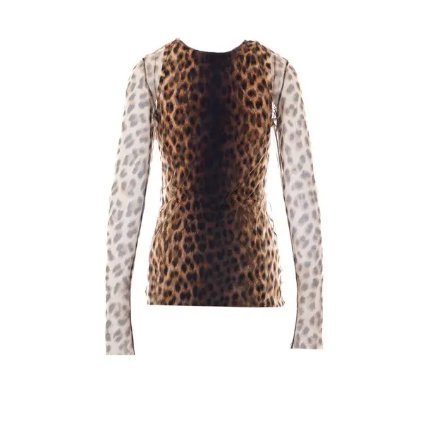 Sportmax Sheer Animal Print Long Sleeve Top