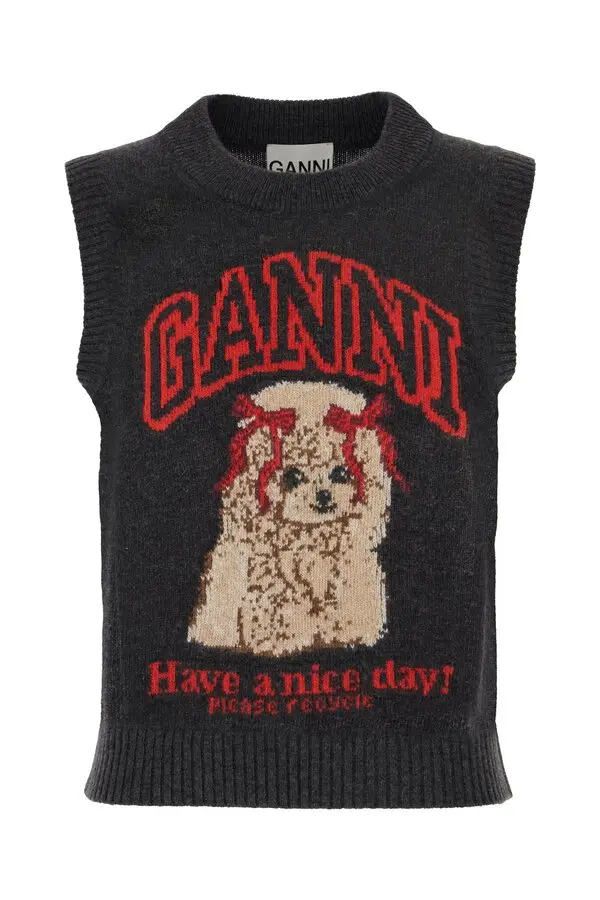 GANNI Knitwear Vest With Graphic Detail - Multicolor