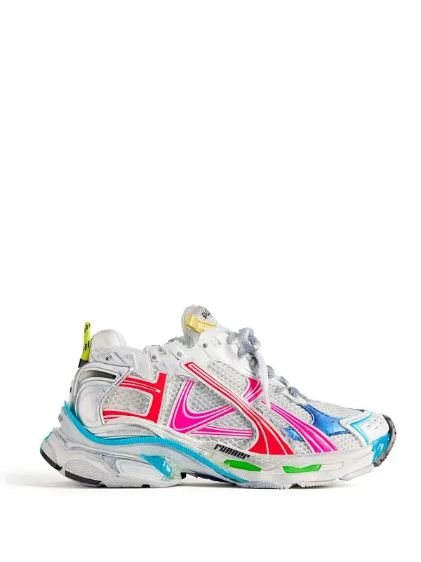 Balenciaga Mesh And Nylon Worn-out Effect Runner Sneakers - Multicolor