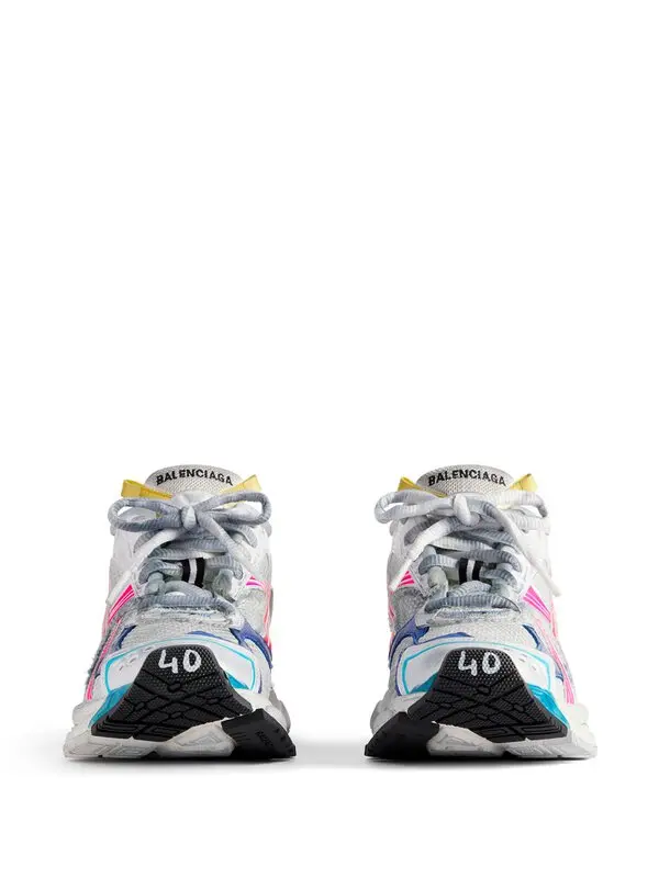 Balenciaga Mesh And Nylon Worn-out Effect Runner Sneakers - Multicolor