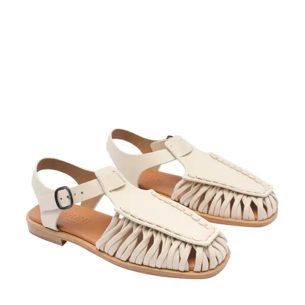 Hereu Alaro Woven Leather Sandals - White