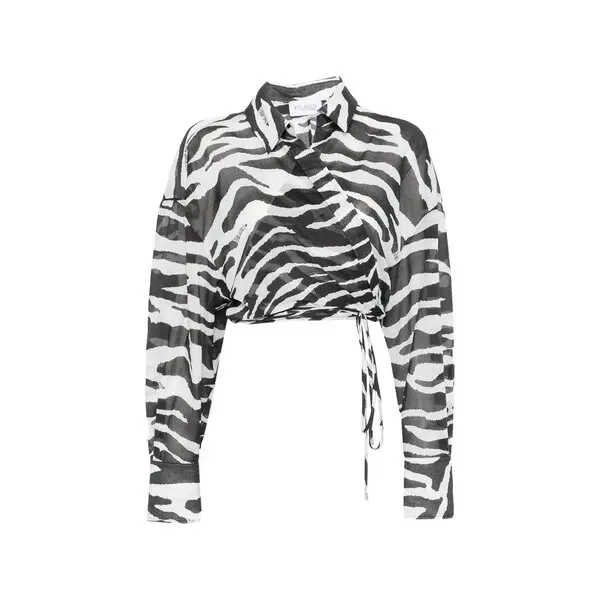 Attico Zebra Print Long Sleeve Wrap Blouse