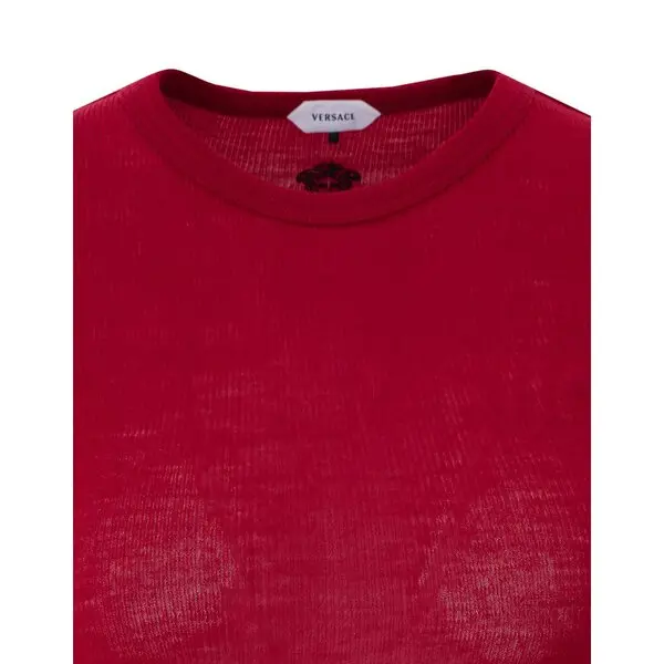Versace Embroidered Medusa Ribbed Wool T-shirt