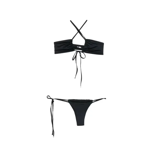 Attico Halterneck Crossover Straps Bikini - Black