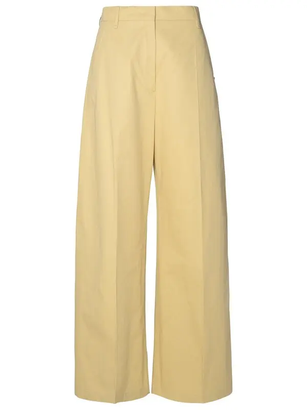Sportmax Beige Cotton Canvas Oversized Trousers - Cream