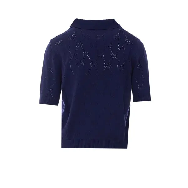 Gucci Pointelle Silk And Cotton Polo With All Over Logo