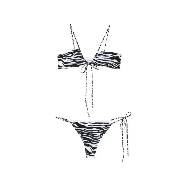 Attico Zebra Print Bikini - White
