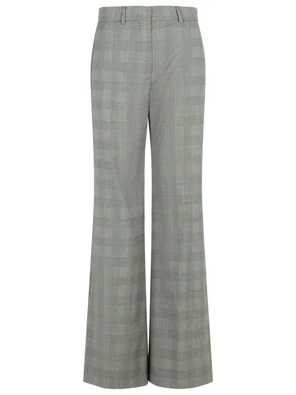 Sportmax Wide Leg Patterned Virgin Wool Blend Pants - Gray