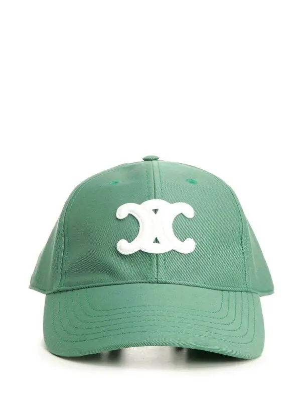 Celine Triomphe Cotton Baseball Cap - Green