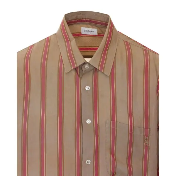 Saint Laurent Cassandre Striped Short Sleeves Shirt