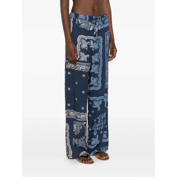 Attico Palazzo Pants With Drawstring Waist - Blue