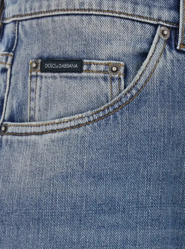 Dolce & Gabbana Five-pocket Denim Jeans With Logo Patch - Multicolor