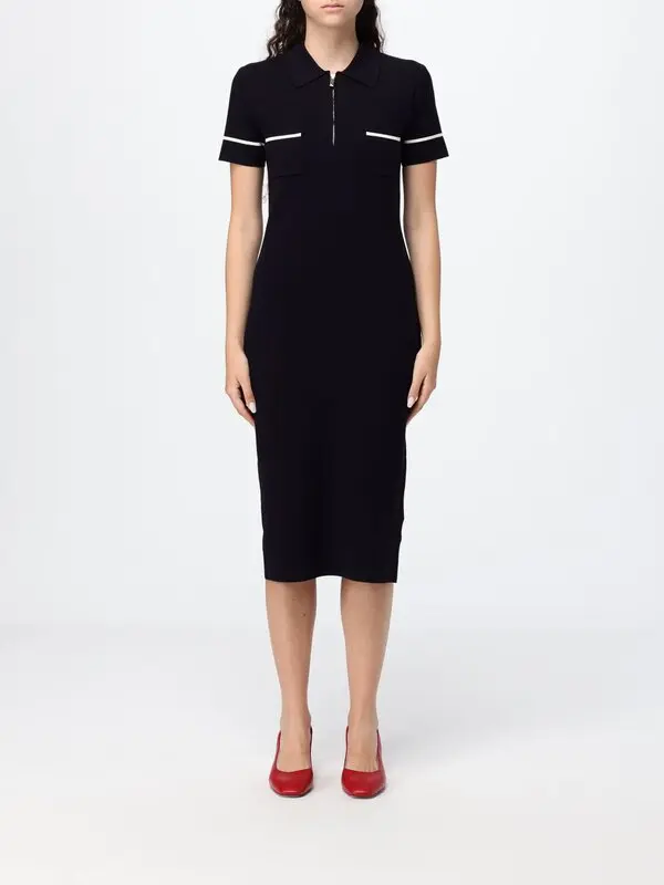 Max Mara Silk Dress With Floral Embroidery - Blue