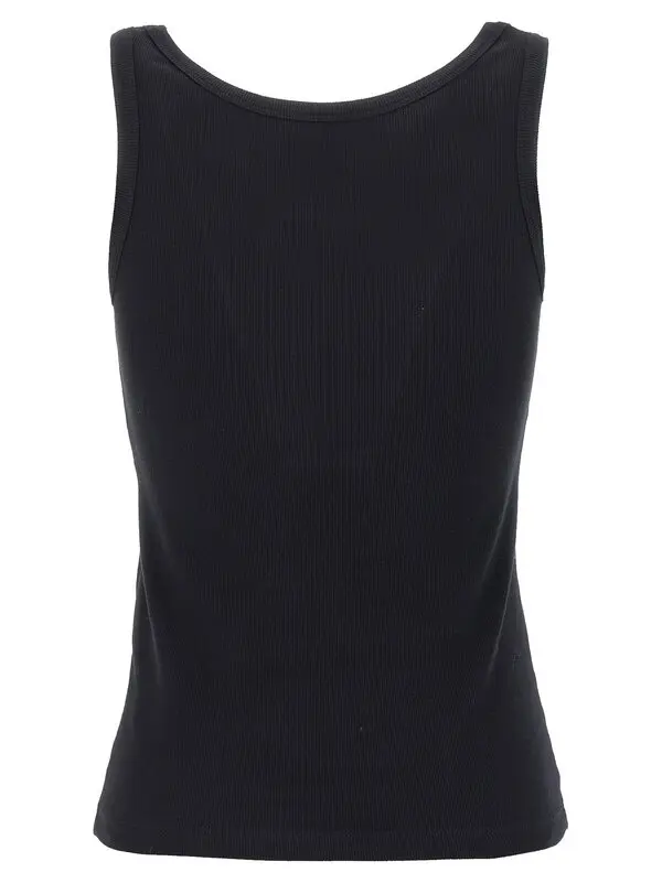 Versace 90s Vintage Logo Ribbed Tank Top - Black