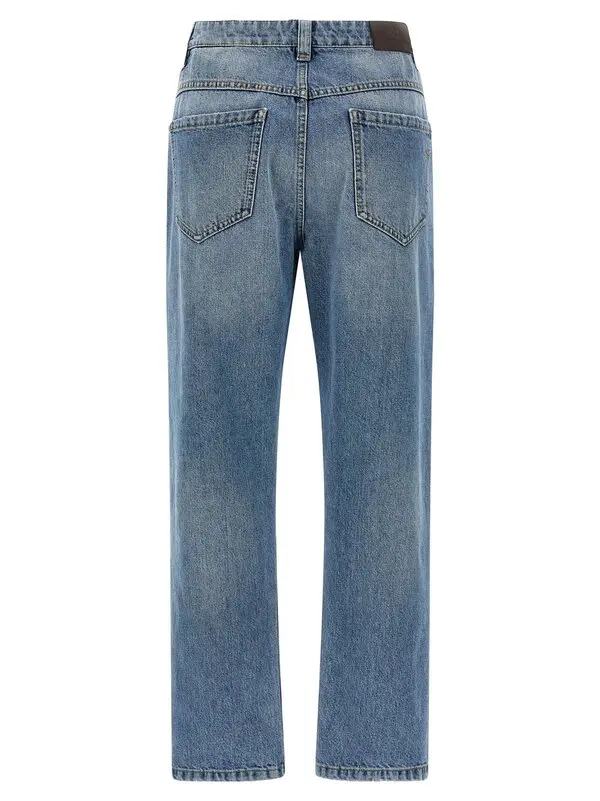 Brunello Cucinelli Straight Leg Cotton Denim Jeans - Blue