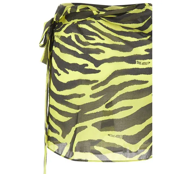 Attico Asymmetric Draped Zebra Print Wrap Skirt
