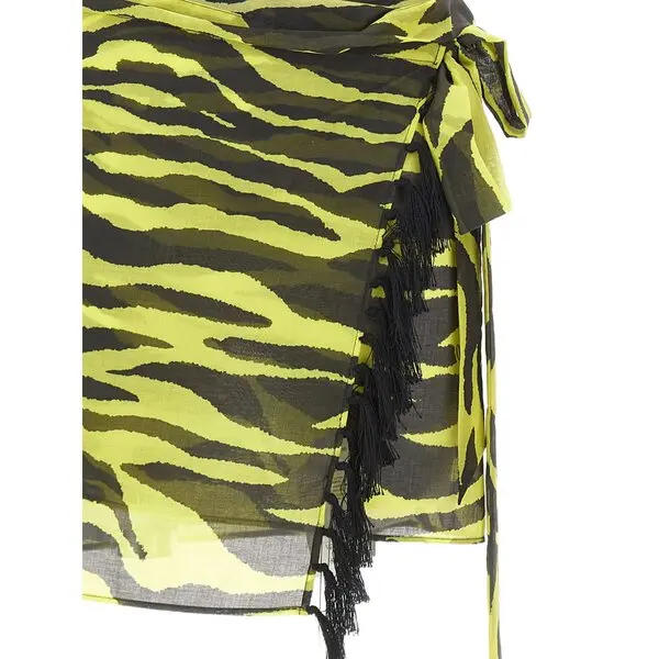 Attico Asymmetric Draped Zebra Print Wrap Skirt