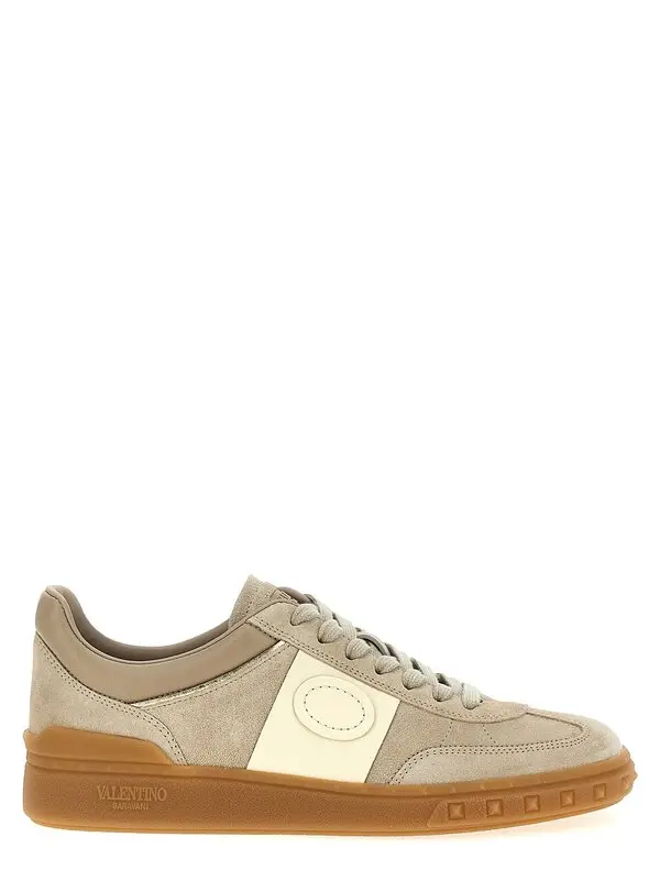 Valentino Garavani Upvillage" Suede Sneakers With Embossed Logo - Cream