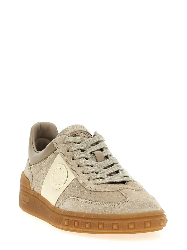 Valentino Garavani Upvillage" Suede Sneakers With Embossed Logo - Cream