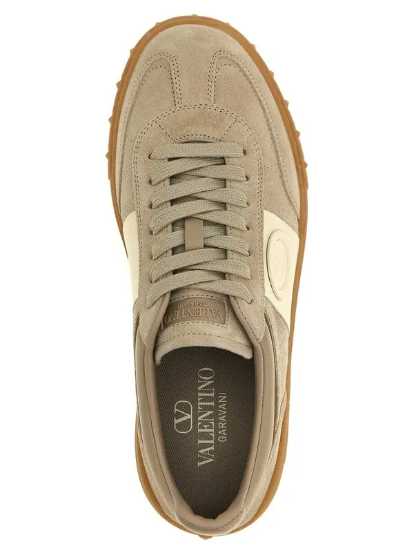 Valentino Garavani Upvillage" Suede Sneakers With Embossed Logo - Cream