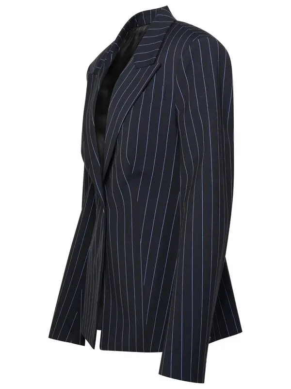 Attico Midnight Polyester Blend Blazer With Silver Logo Button