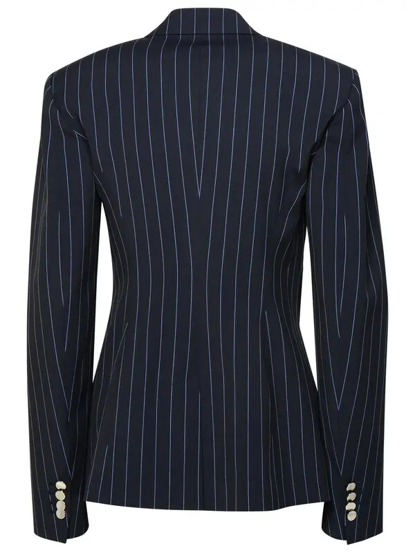 Attico Midnight Polyester Blend Blazer With Silver Logo Button