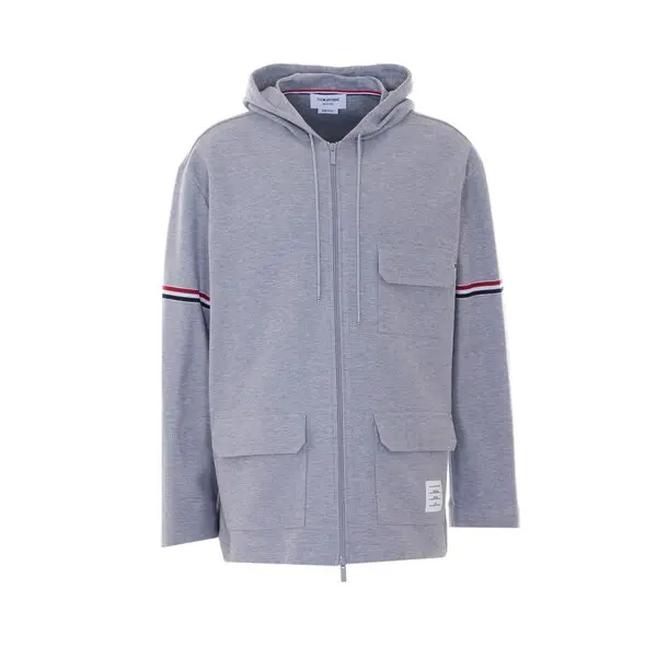 Thom Browne Oversize Zip-up Parka With Striped Logo Detail