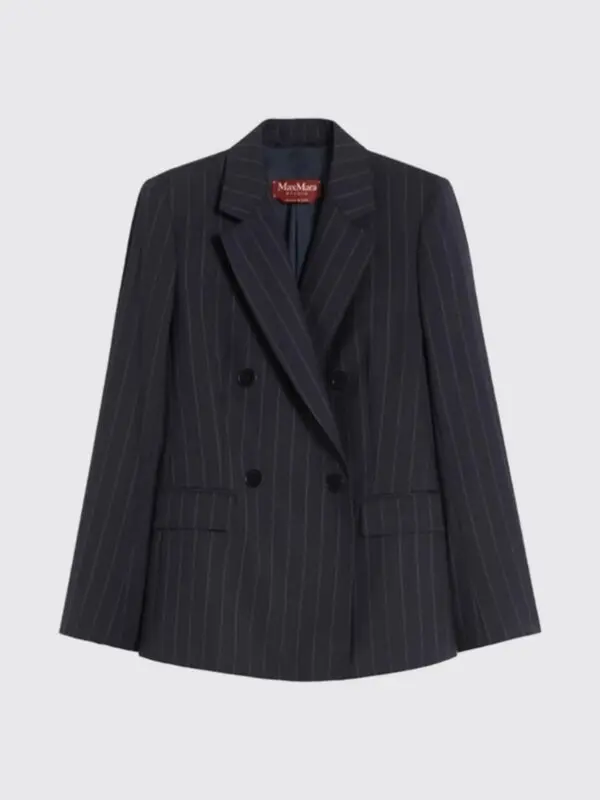 Max Mara Double Breasted Pinstripe Blazer - Blue