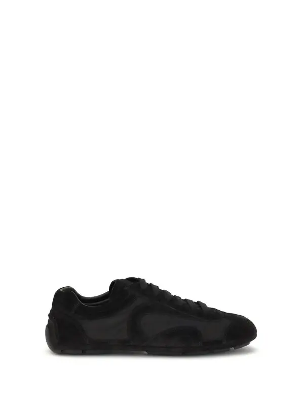 Prada Montecarlo Re-edition 2005 Suede And Re-nylon Sneakers - Black