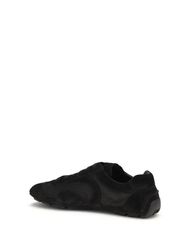 Prada Montecarlo Re-edition 2005 Suede And Re-nylon Sneakers - Black